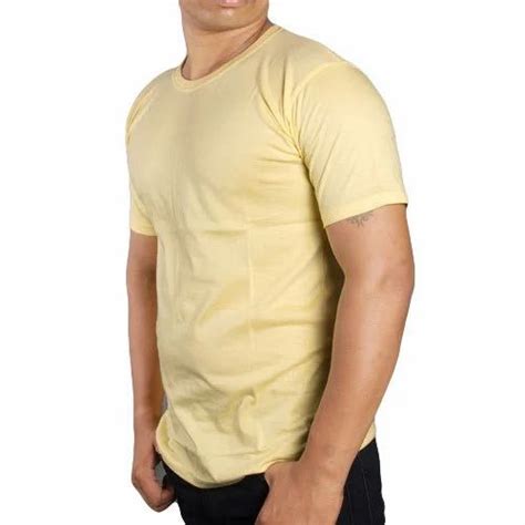Cotton Yellow Biowash Round Neck Plain T Shirts At Rs 140 In Tiruppur