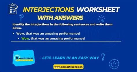 Interjections Worksheet With Answers Free Pdf