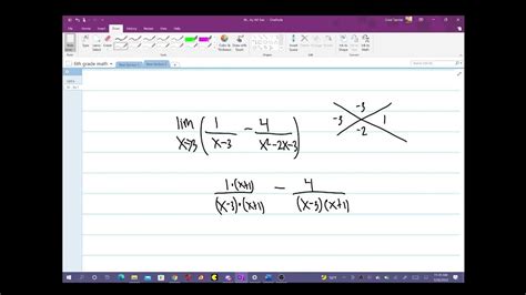 evaluating a limit subtracting two rational functions youtube