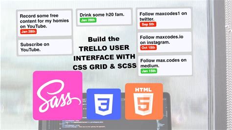 build the trello ui with css grid scss and html project overview and