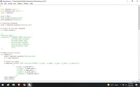 python program to basic transaction using the python tkinter kashipara