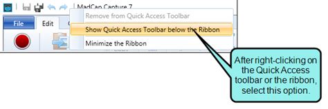 quick access toolbar