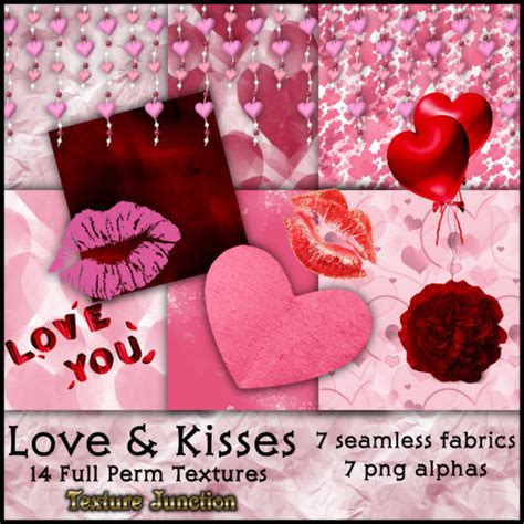 Second Life Marketplace ~tj~ Love And Kisses Texture Set For Romance