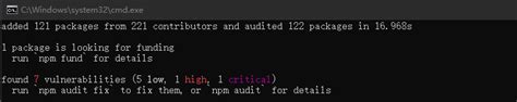 found 7 vulnerabilities 5 low 1 high 1 critical run `npm audit fix
