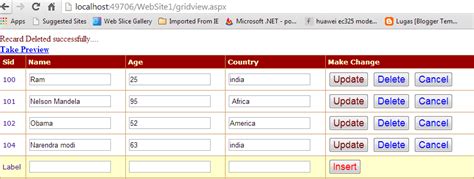 how to perform insert edit update delete cancel and print operations in