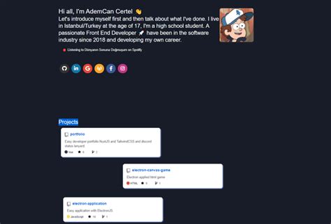 easy developer portfolio nuxtjs and tailwindcss and discord status