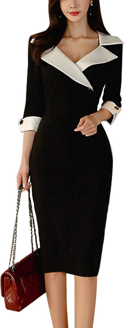 Ilovgirl Elegante Vestido De Señora Negro Ol Oficina Negocio Formal