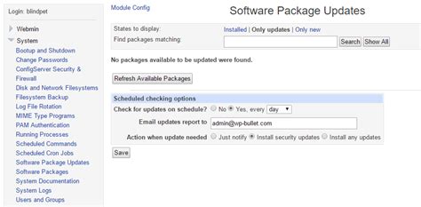 configure automatic security updates with webmin
