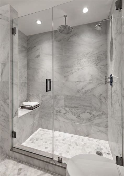 Gray Shower Tile White Subway Tile Bathroom Master Bathroom Shower