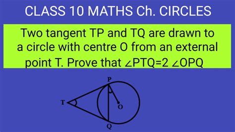 Two Tangents Tp And Tq Are Drawn To A Circle With Centre O From An