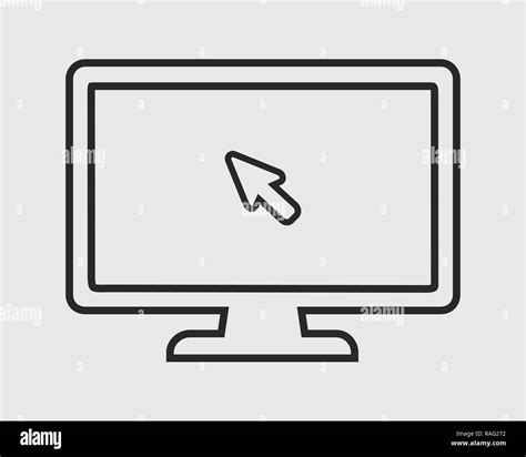 mouse cursor line icon on computer monitor stock vector image and art alamy