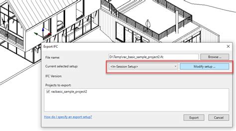 optimal settings for ifc export from revit drofus