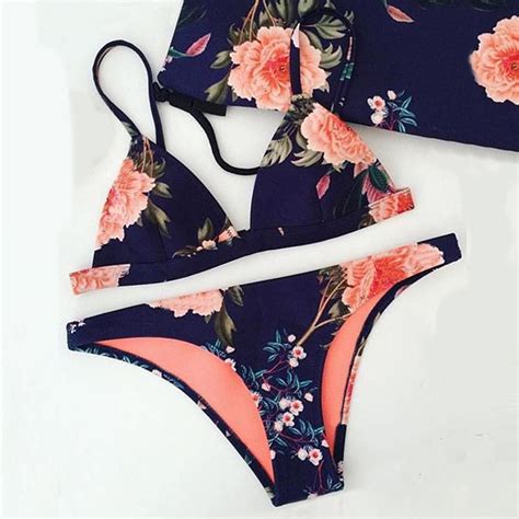 Women Bikini Set Floral Push Up Padded Bra Swimsuit Bathing Suit