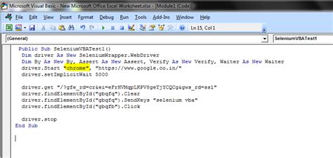 selenium vba automation home