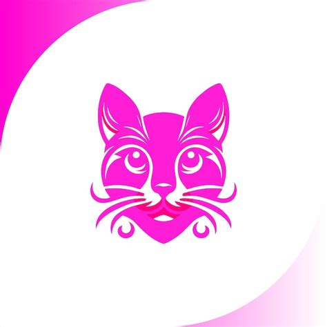 Una Cabeza De Gato Con Un Fondo Rosa Y Un Fondo Blanco Con Un Fondo