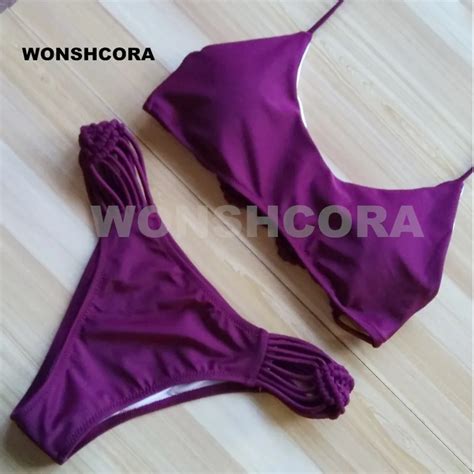Wonshcora 2017 New Hand Woven Sexy Women Bikini Set Low Waist Multi