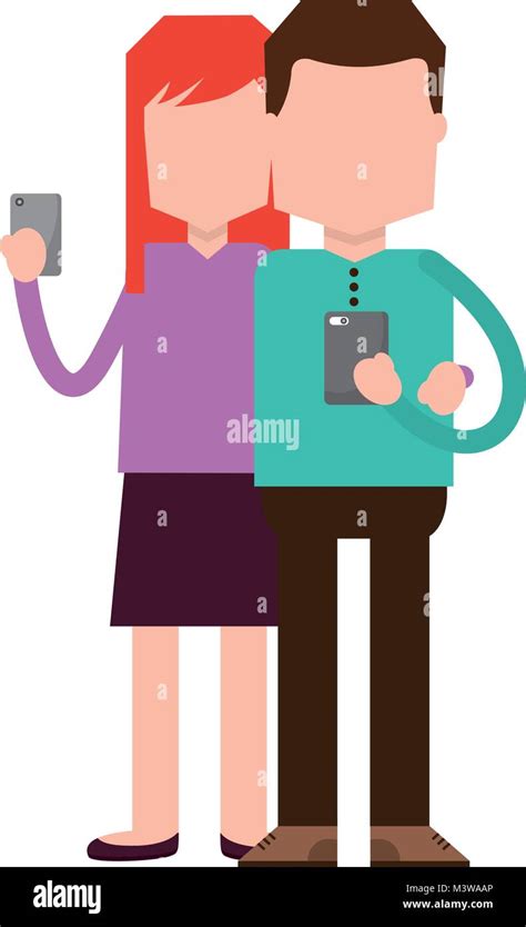 Woman And Man Holding Smartphone Stock Vector Image And Art Alamy