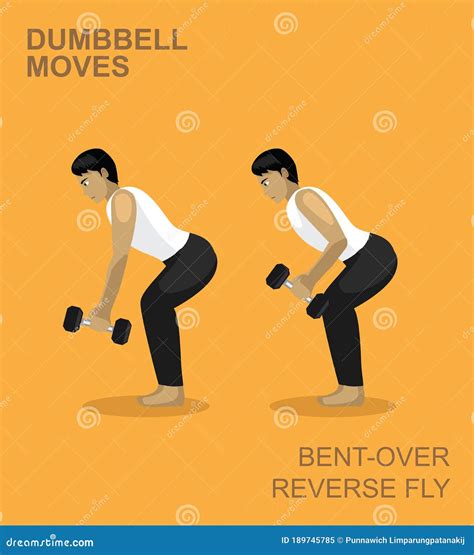 Bent Over Reverse Fly Dumbbell Moves Manga Gym Set Illustration Stock