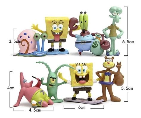 8 Figuras Bob Esponja Patricio Calamardo Gary Envío Gratis Envío Gratis