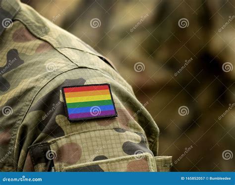 Rainbow Flag Lgbt Movement On Military Uniform Integration Of