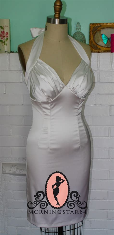 Morningstar Pinup White Satin Halter Dress And Pinup Tops