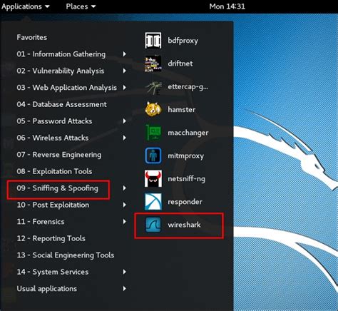 how to intercept network traffic in kali linux systran box
