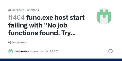func exe host start failing with no job functions found try making