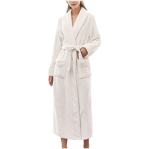 Xmmswdla Womens Robes Plush Fleece Hooded Bathrobe Thick Nightgown With