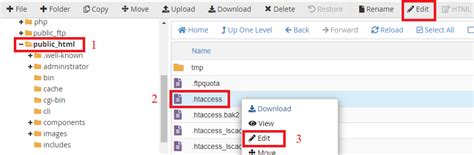 how to modify a htaccess file from cpanel