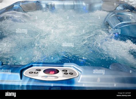 The Jacuzzi Is Gaining Water Close Up Relaxing In The Spa Jacuzzi