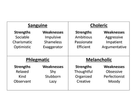 Personality Theory Of Four Temperaments