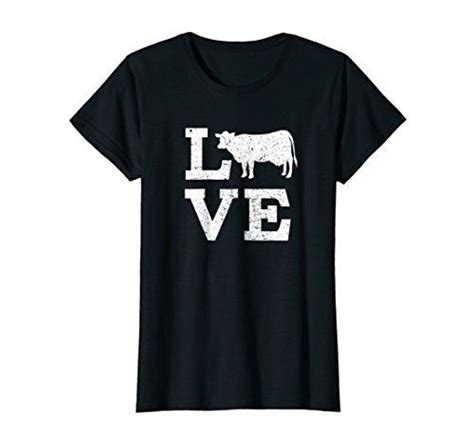 Womens I Love Cows T Shirt Funny Medium Black I Love Anim
