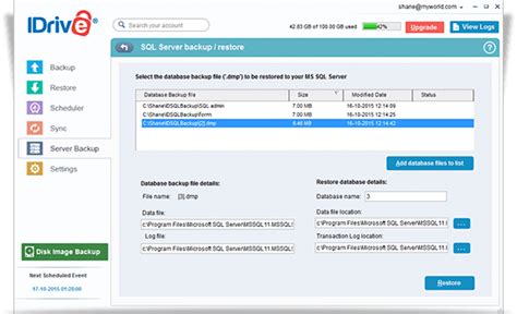restore sql server data from idrive® cloud