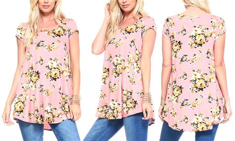 Isaac Liev Womens Short Sleeve Floral Top Plus Sizes Available Groupon