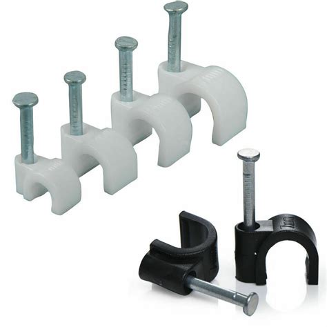 Round Wire Wall Fixing Cable Clips 4mm 50mm Or Flat 4mm 16mm In White