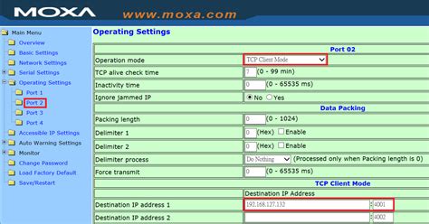 how can i configure my nport 5450 to send data from its serial port 1