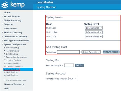 how to configure the loadmaster to send unexpected reboot event logs to