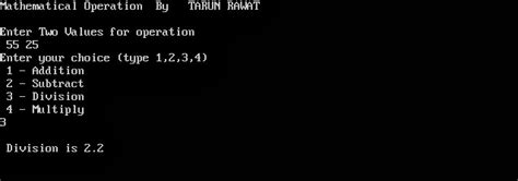 c programming mathematical operations