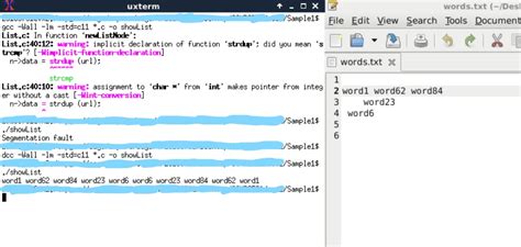 c singly linked list seg fault with gcc but not dcc stack overflow