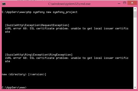 error in installing php symfony framework stack overflow