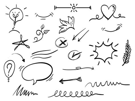 Conjunto Desenhado à Mão De Elementos Abstratos Doodle Uso Para Design