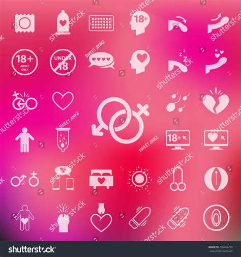 Sex Icon Set On Blur Pink Stock Vector Royalty Free 200262278