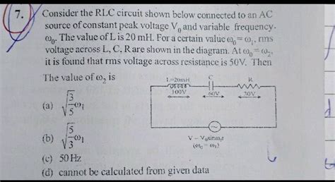 Consider The Rlc Circuit Shown In The Figure Solvedli