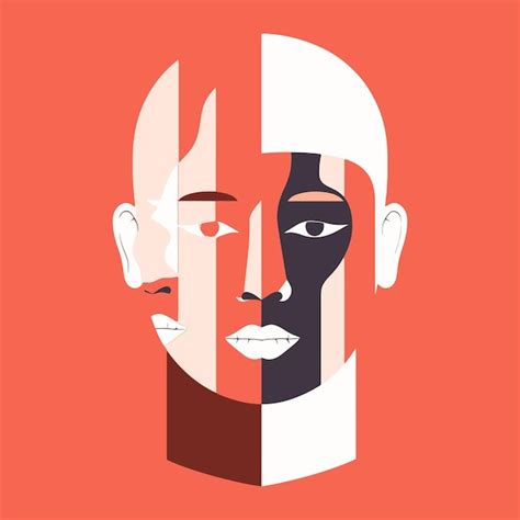 Arte Facial Abstracto Diferentes Colores De Piel Y Concepto De