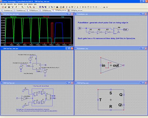 ltspice switchercad iii t s r flip flop circuit truth table waveform