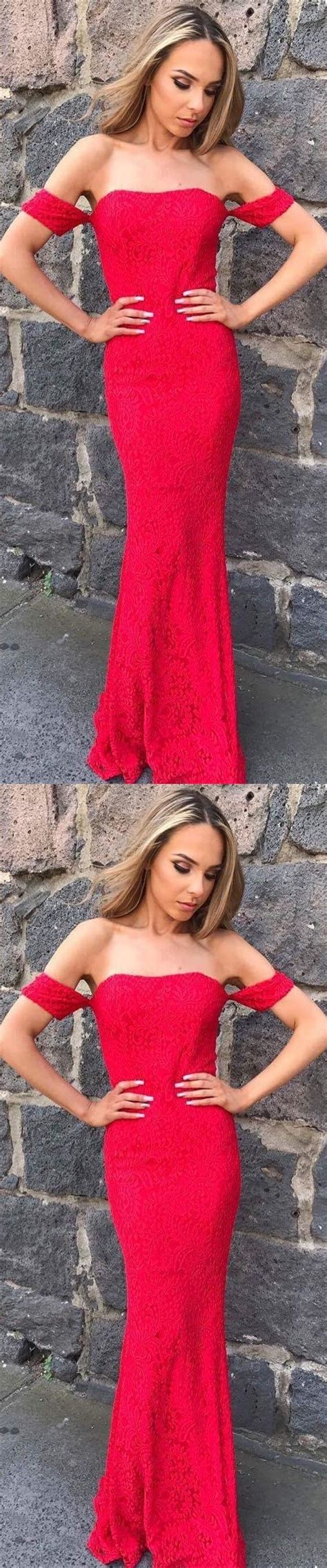Fashion Off The Shoulder Red Prom Dress Elegant Mermaid Off The