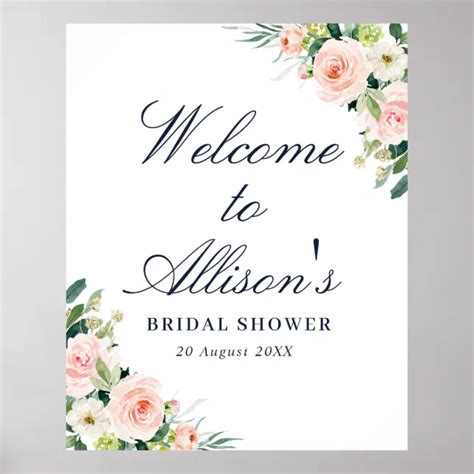 Blush Pink Floral Bridal Shower Welcome Sign Zazzle