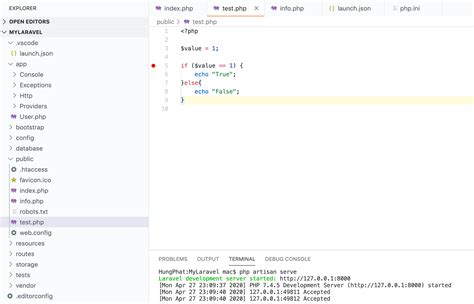 php xdebug in vscode is not working by artisan serve in macos ←