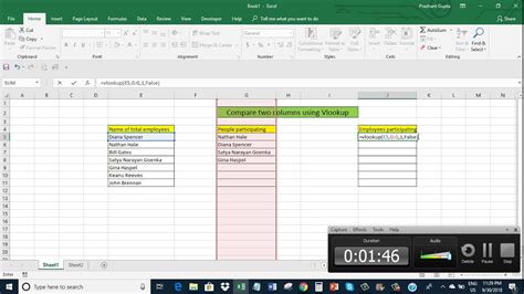 excel compare two columns using vlookup youtube