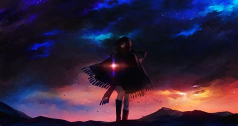 Fond Décran Le Coucher Du Soleil Anime Filles Anime Ciel Cheveux